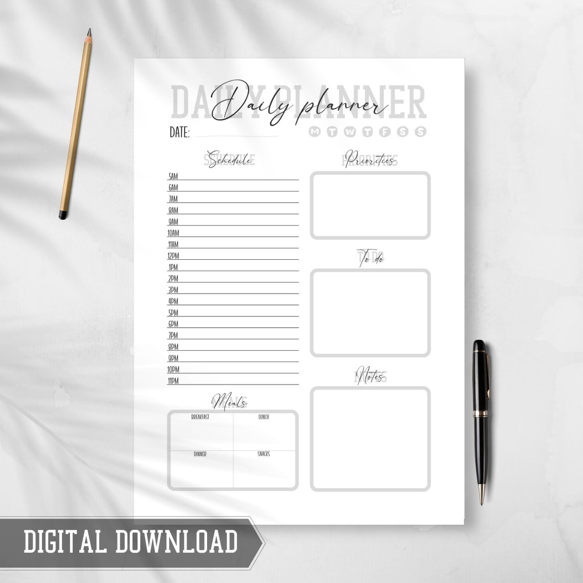 Printable Daily Planner Editable Day Planner Hourly Planner - Etsy