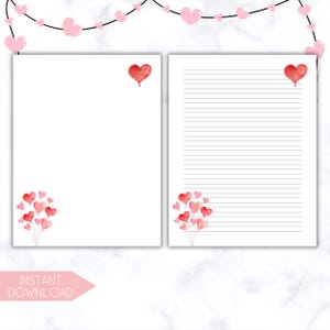 Valentine's Day Stationery Paper Printable, Romantic Notes Pages ...