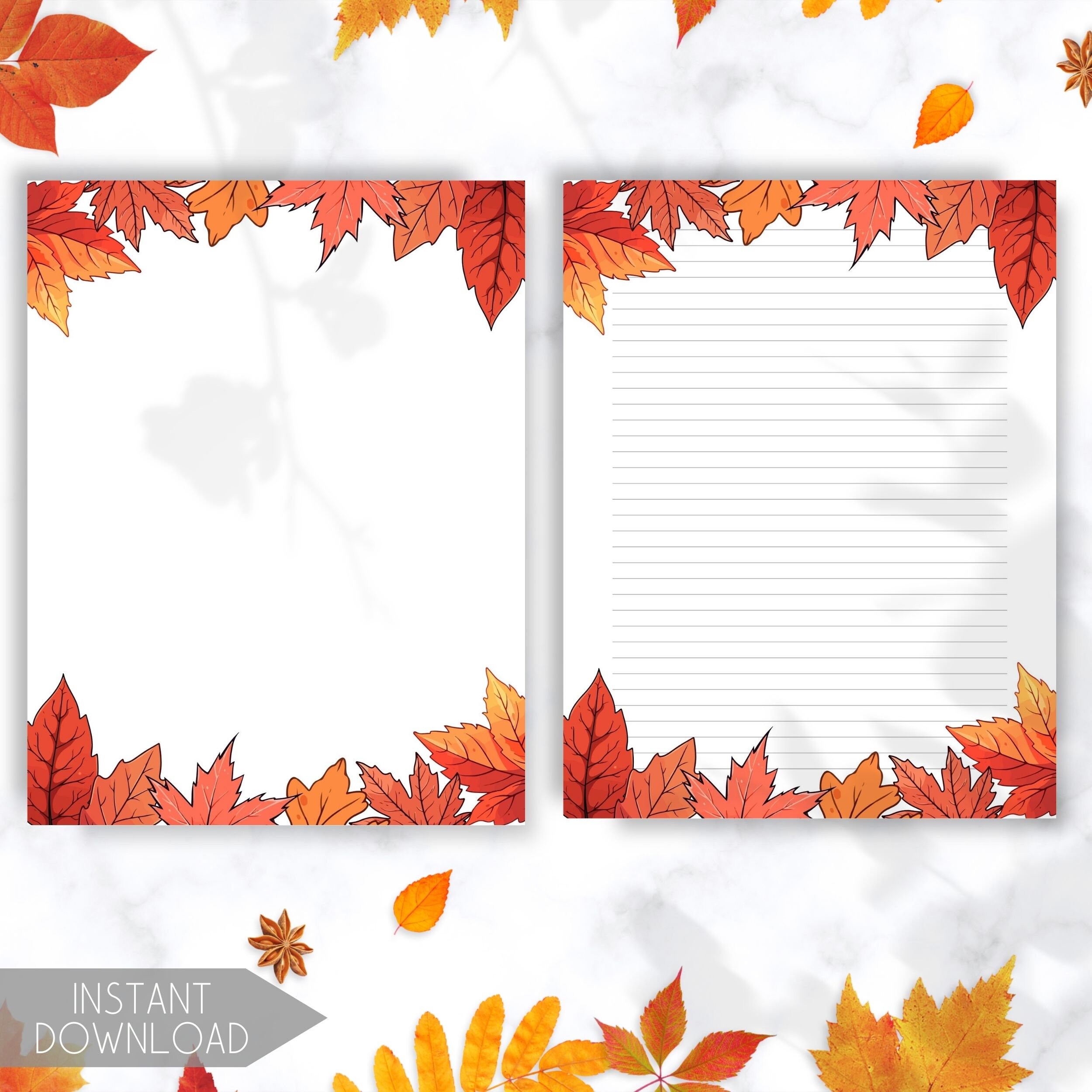 Printable Fall Stationery Printable Writing Paper Autumn - Etsy