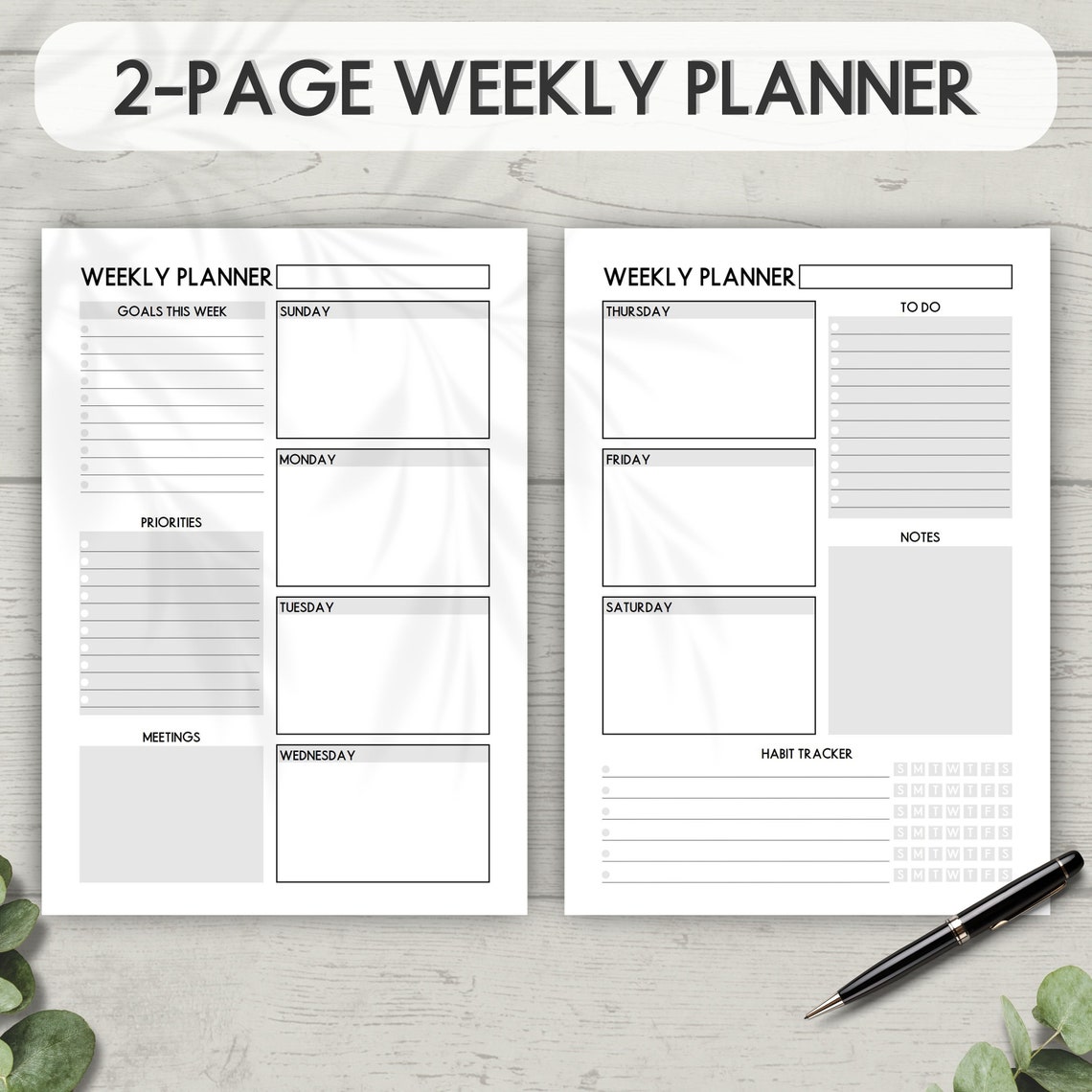 Planner Bundle Printable Daily Planner Weekly Planner - Etsy