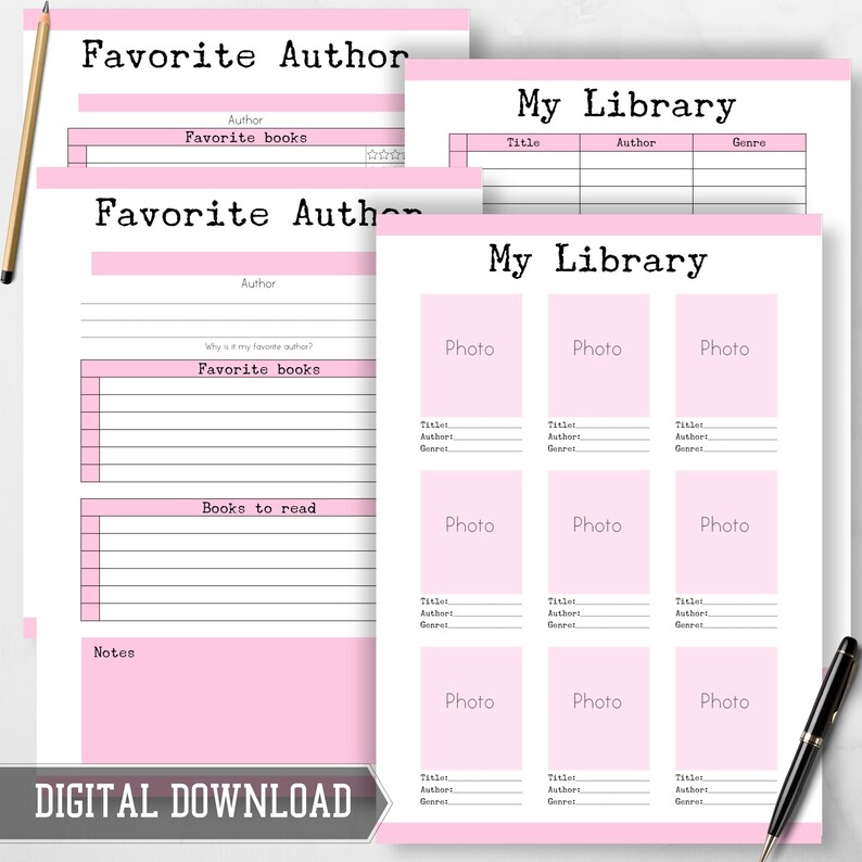 Book Reading Journal Printable Pink Reading Planner Bundle - Etsy