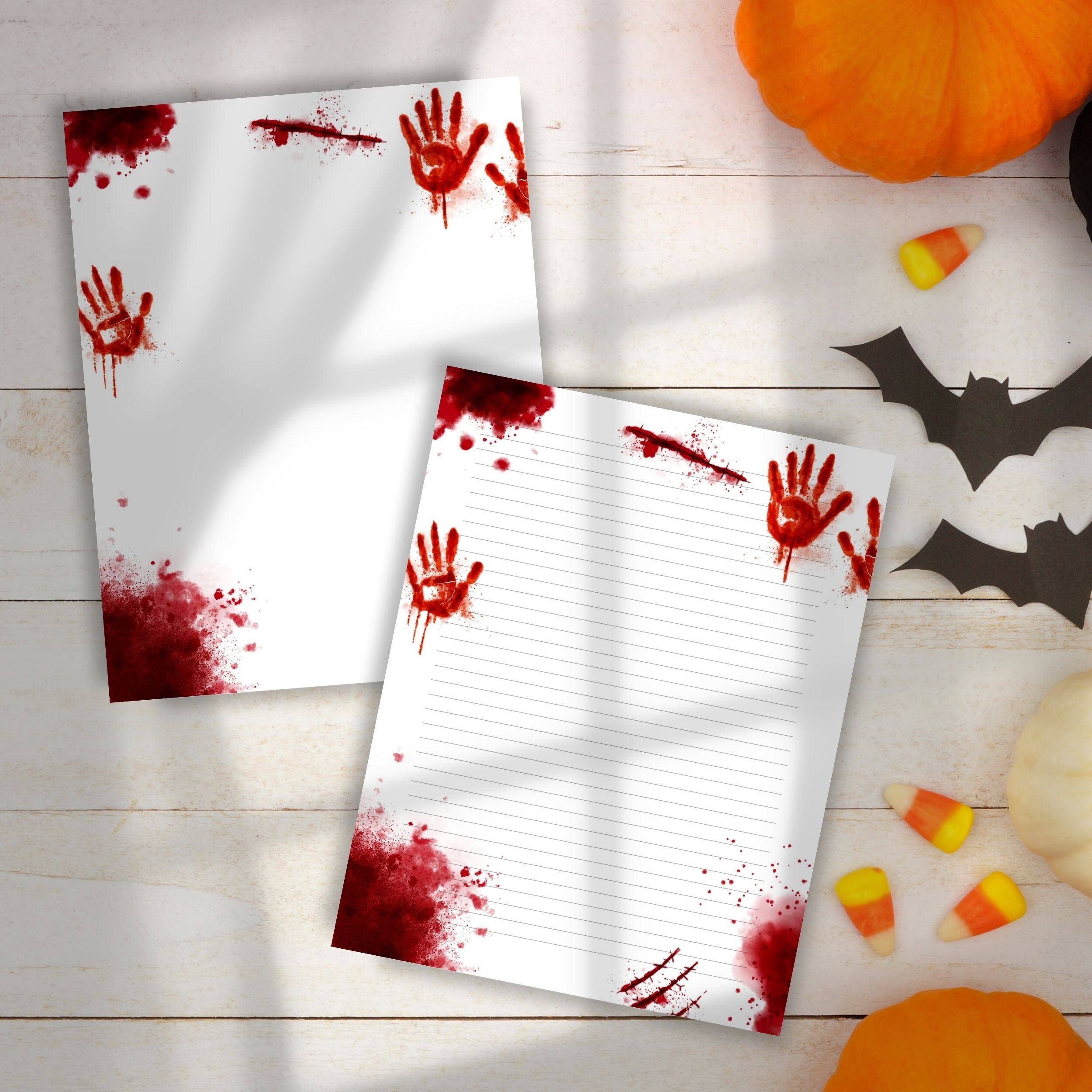 Spooky Halloween Stationery: Lined Writing Paper (digital Download) - Etsy
