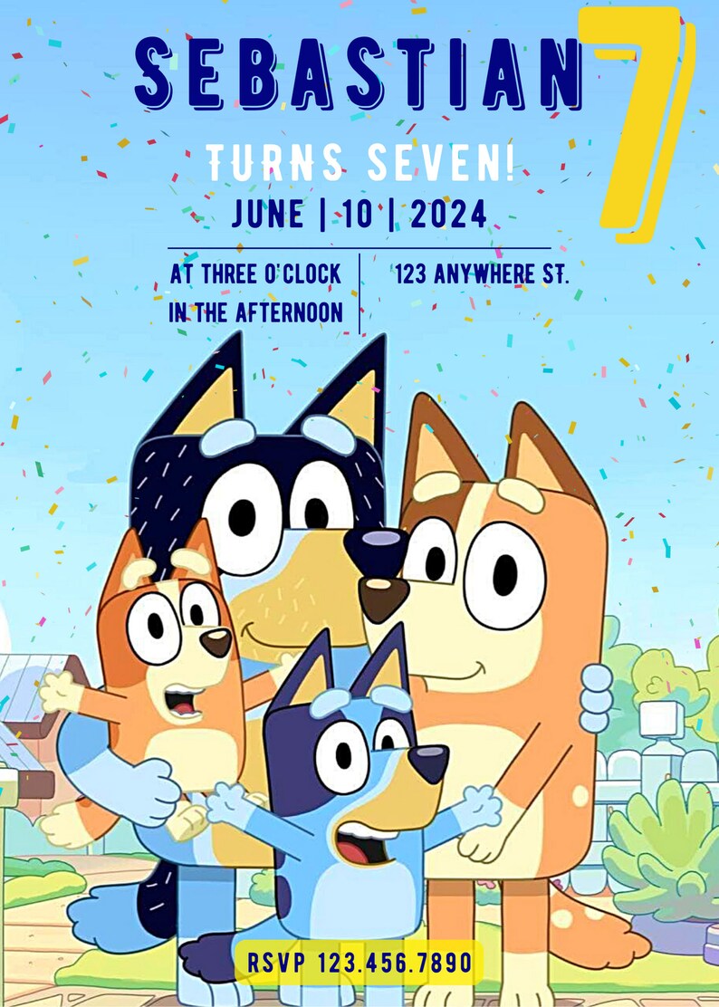 Bluey Birthday Custom Invitation CANVA Editable Printable Template ...