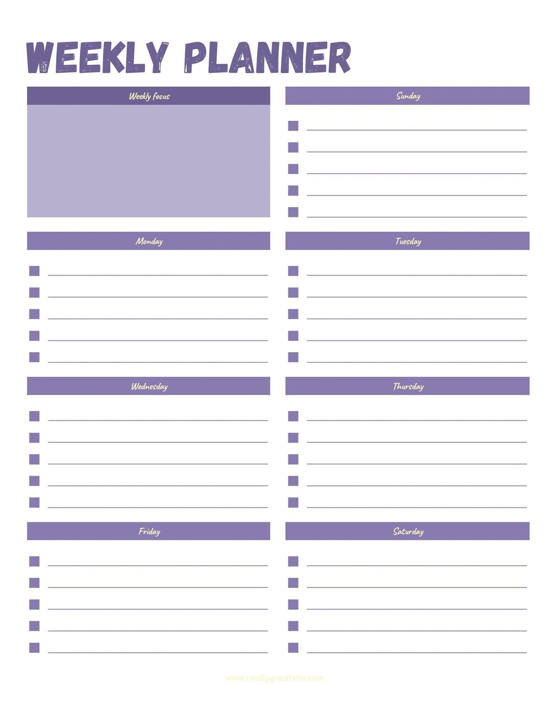 Weekly Planner - Downloadable - Etsy