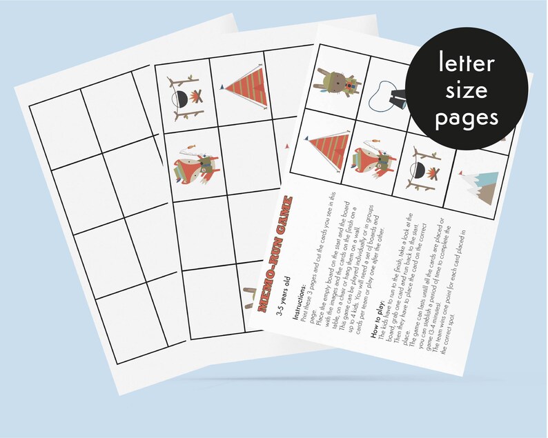 Kids Birthday Printable Game Memory Run Game Birthday Party - Etsy