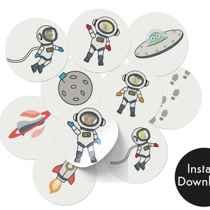 Astronauts Clip Art Bundle Downloadable Space Alien Rocket Stickers Set ...