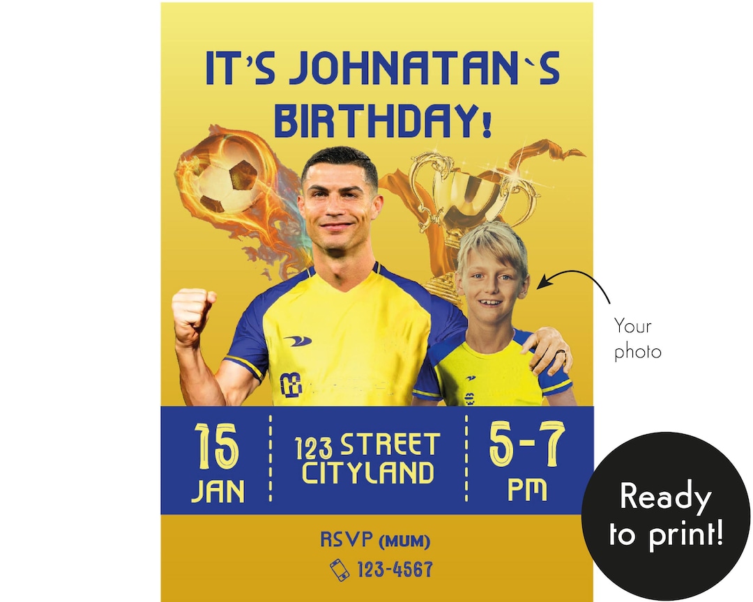 CR7 Birthday Invitation Digital Download Birthday Party Invites ...