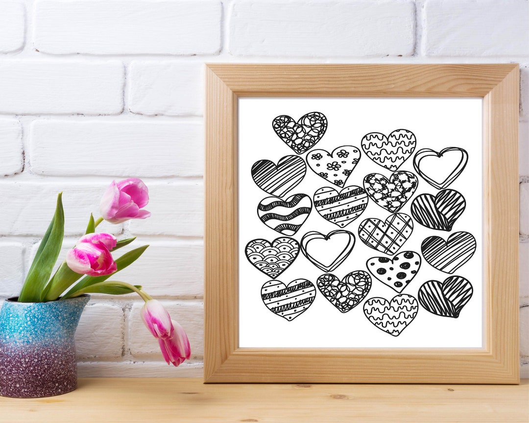 Downloadable Black & White Hearts Wall Art Black and White Digital ...