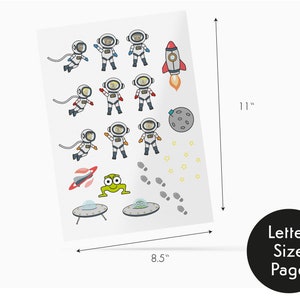 Astronauts Clip Art Bundle Downloadable Space Alien Rocket Stickers Set ...