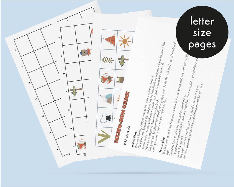 Kids Birthday Printable Game Memory Run Game Digital Download - Etsy