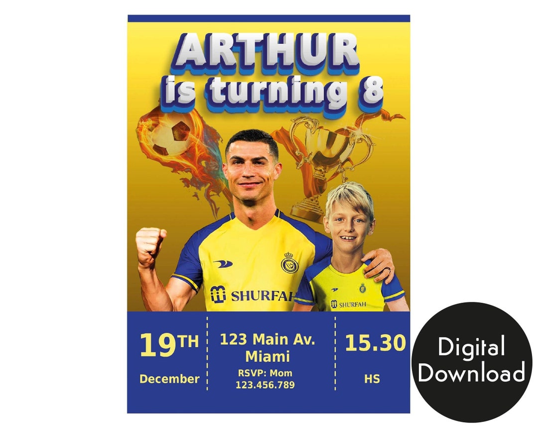 Personalized Cristiano Ronaldo Birthday Invitation CR7 Al Nassr Party ...