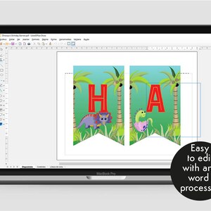 Editable Dinosaurs Birthday Banner Digital Download, Downloadable Happy ...