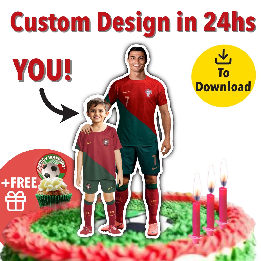CR7 Portugal Cake Topper Cristiano Ronaldo Birthday Decor Soccer Party ...