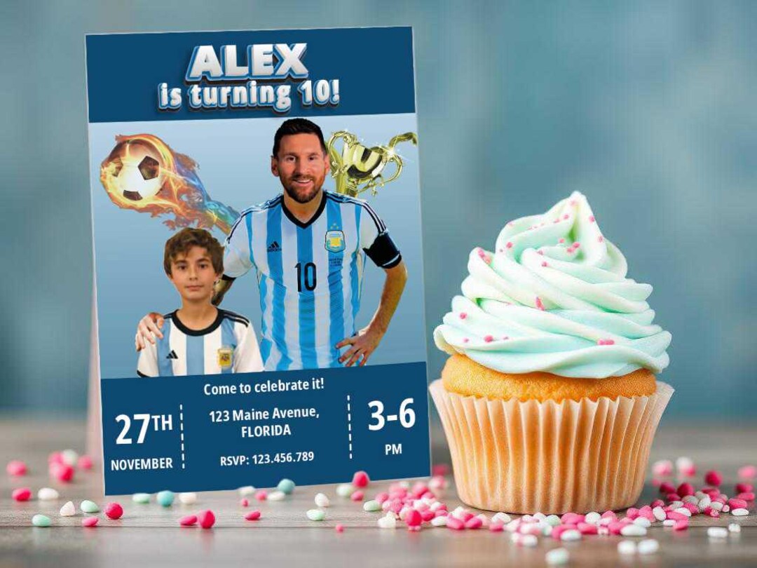 Personalized Messi Birthday Invitation Digital Download Soccer Party ...