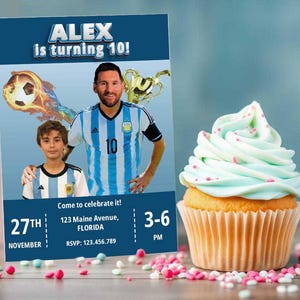 Personalized Messi Birthday Invitation Digital Download Soccer Party ...