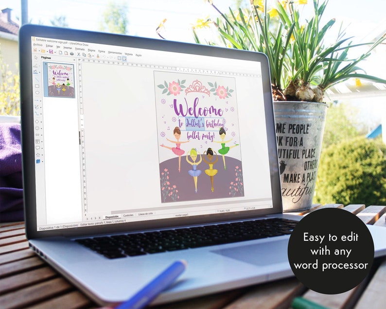 Editable Ballerina Welcome Sign Digital Download Downloadable - Etsy