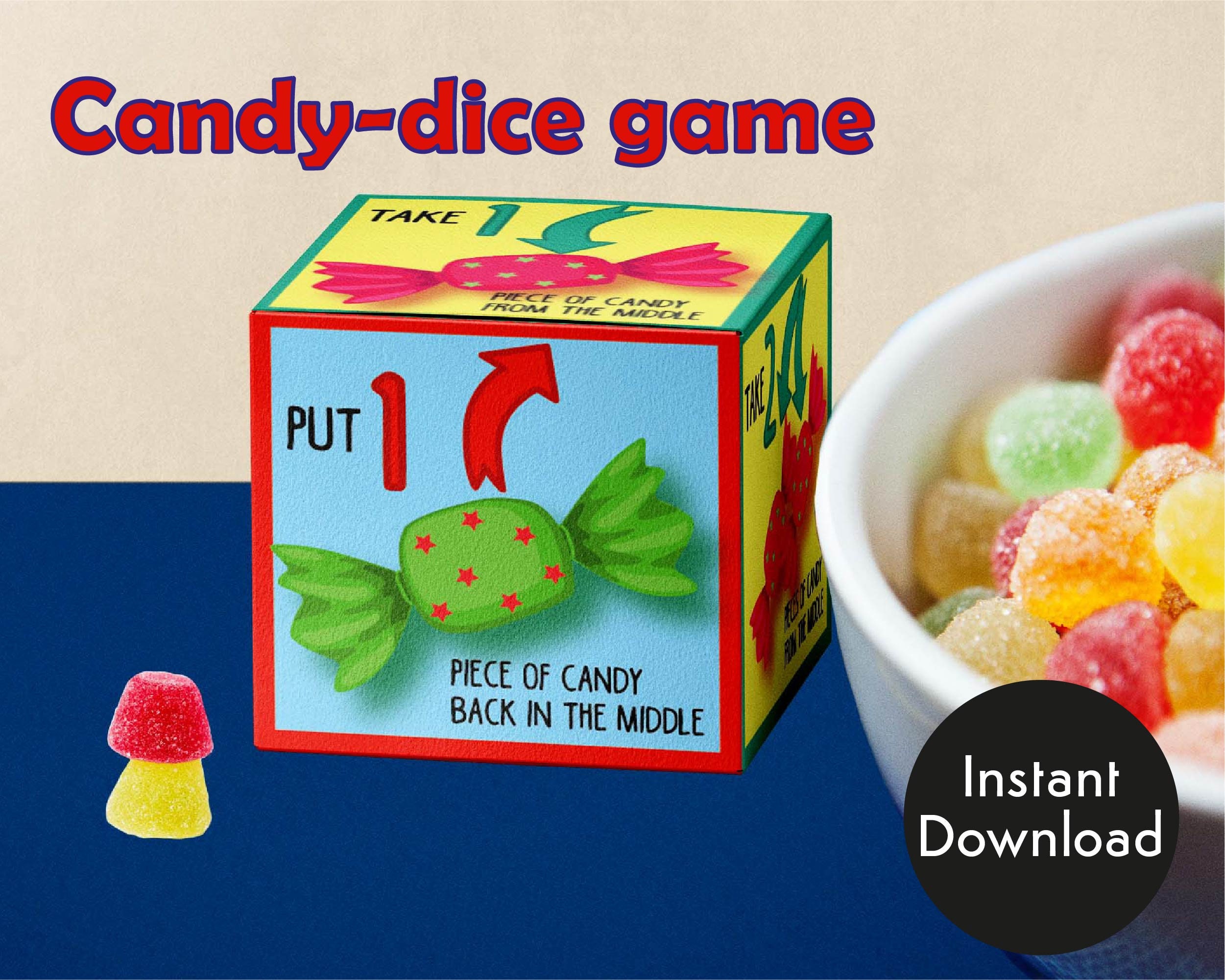 Printable Candy Dice Game Birthday Party Game for Kids Downloadable ...