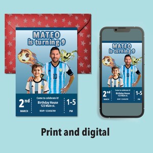 Personalized Messi Birthday Invitation Digital Download Soccer Party ...