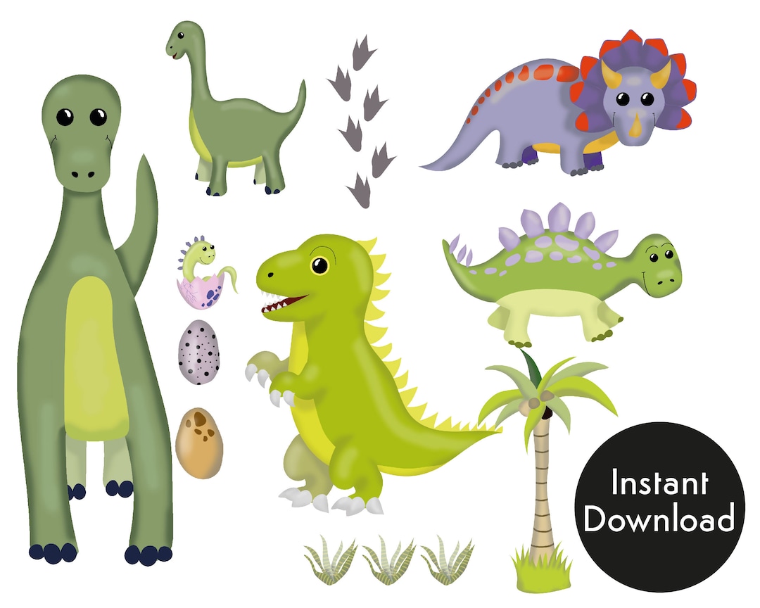 Dinosaurs Clip Art Digital Download Print & Cut Clip Art Digital Design ...