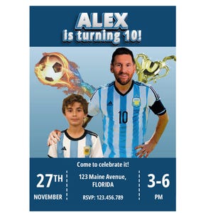 Personalized Messi Birthday Invitation Digital Download Soccer Party ...