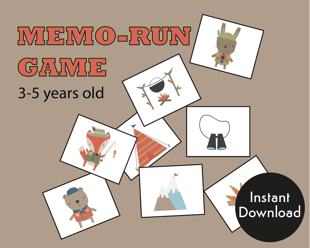 Kids Birthday Printable Game Memory Run Game Birthday Party Game Kid ...