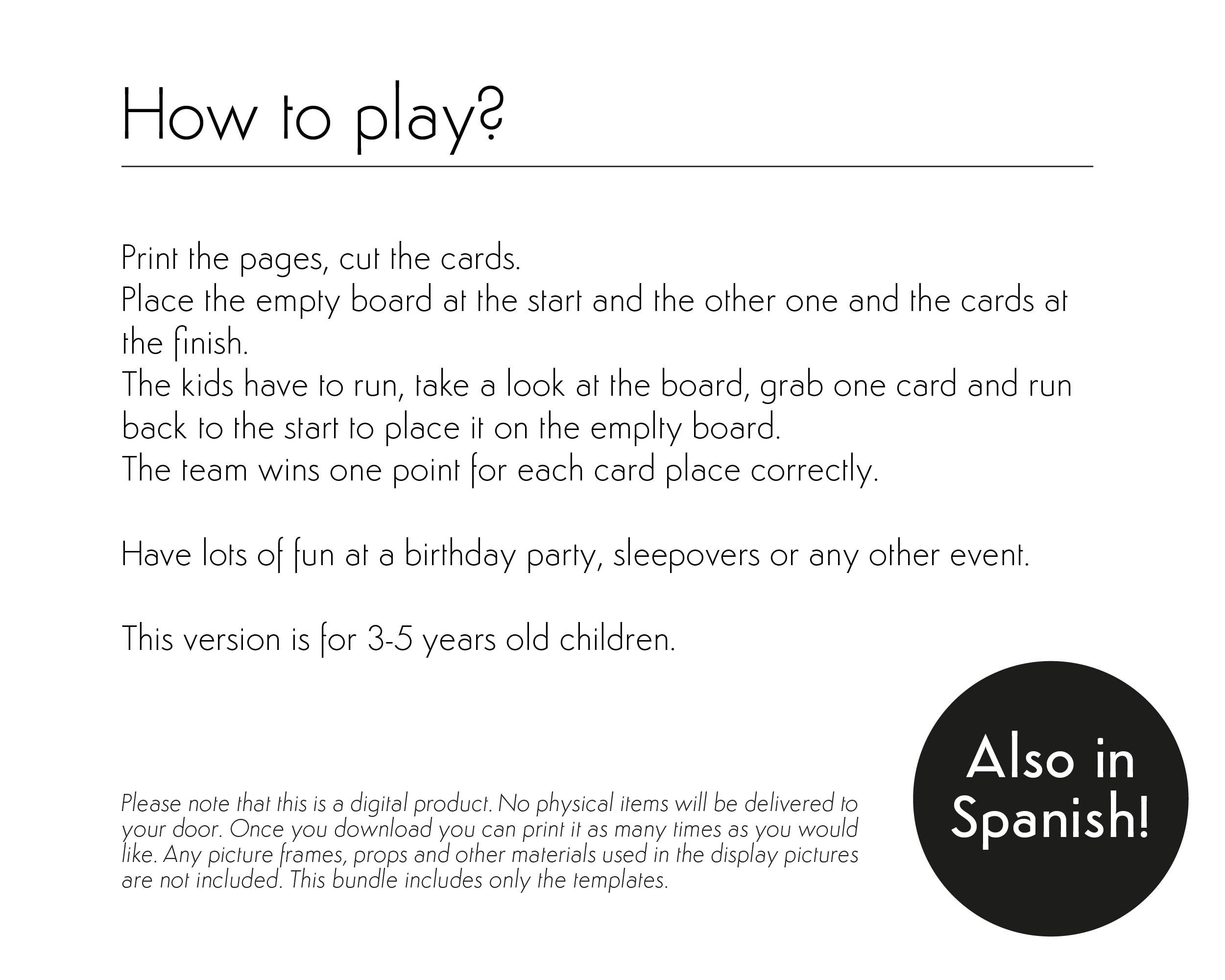 Kids Birthday Printable Game Memory Run Game Birthday Party - Etsy