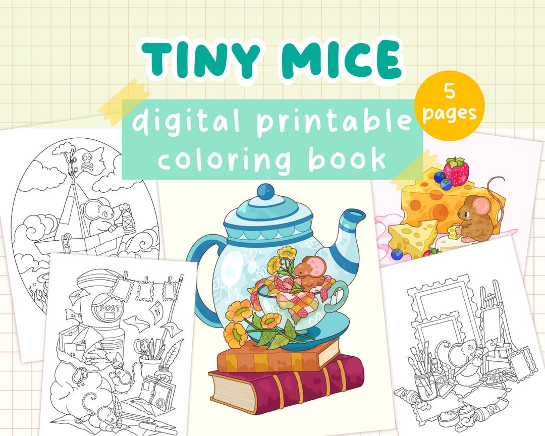 Cozy Mouse Coloring Book | Digital Download | Printable Coloring Pages ...