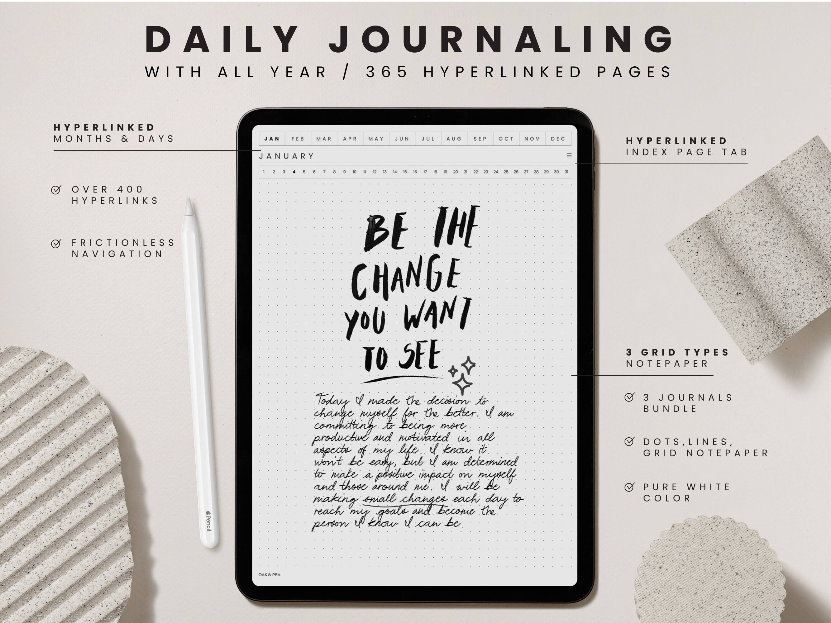 Digital Daily Journal Pages Digital Papers for iPad - Etsy