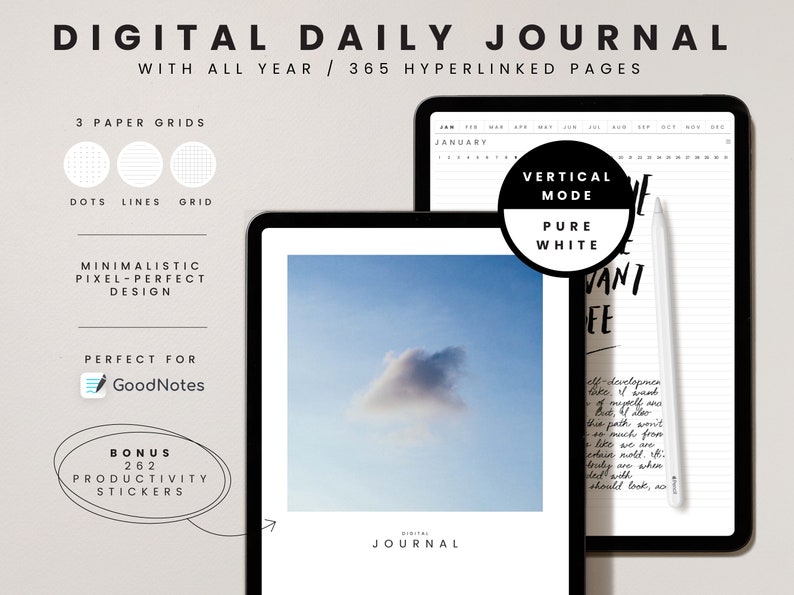 Digital Daily Journal Pages, Digital Papers for iPad Goodnotes ...