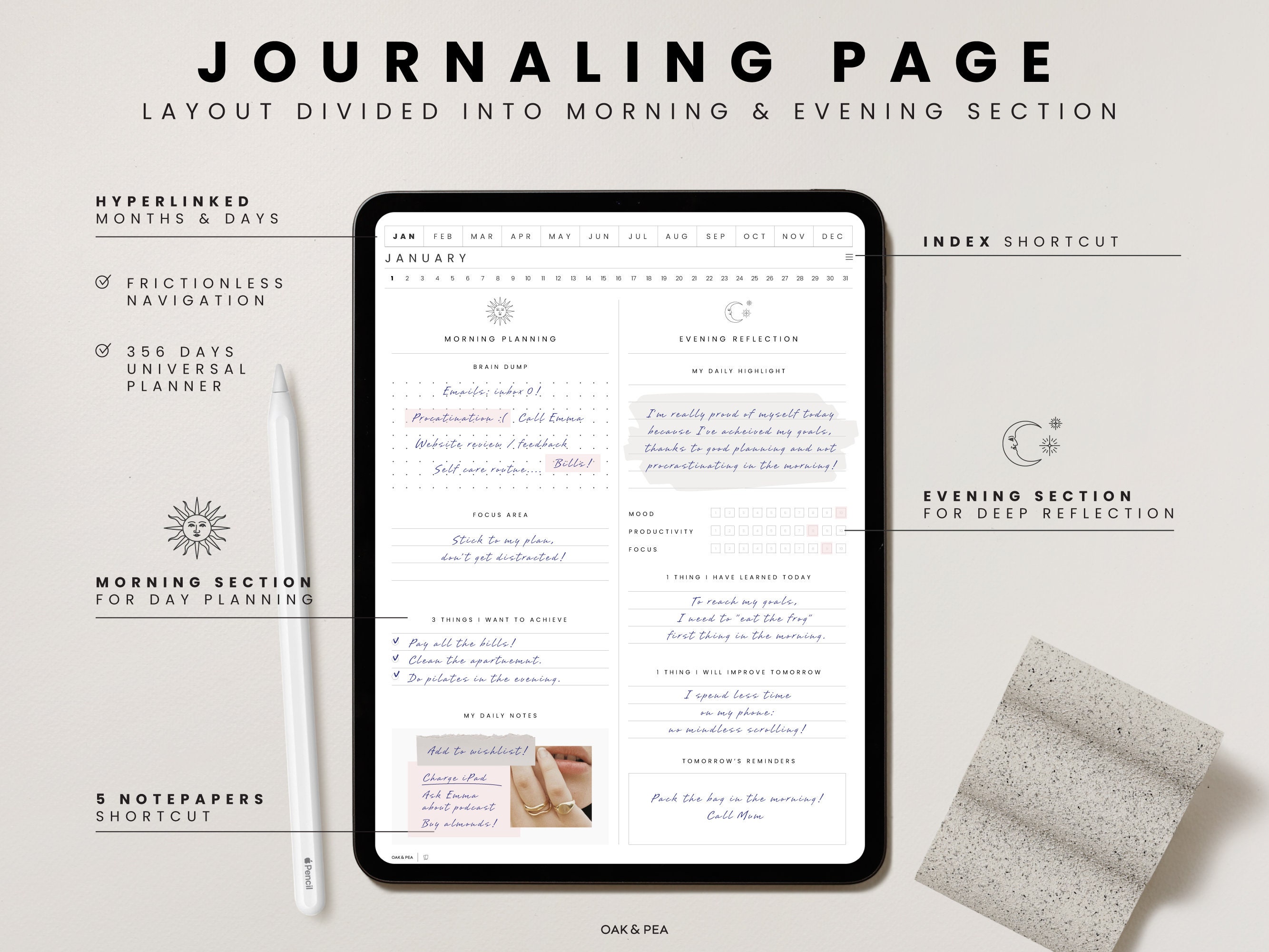 Daily Routine Journal: Morning & Evening Reflection (digital Planner ...