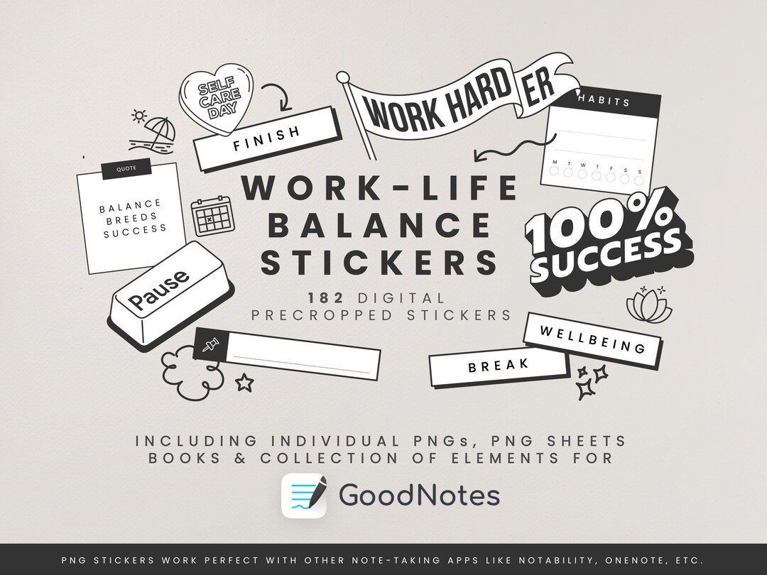 Work-life Balance Digital Stickers: Goodnotes Planner Bundle - Etsy