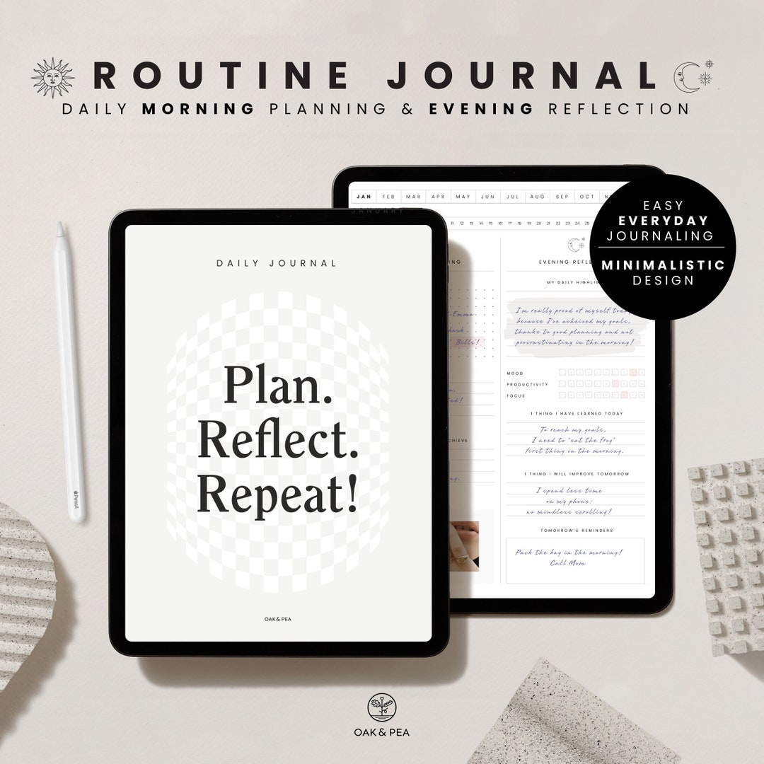 Daily Routine Journal: Morning & Evening Reflection (digital Planner ...