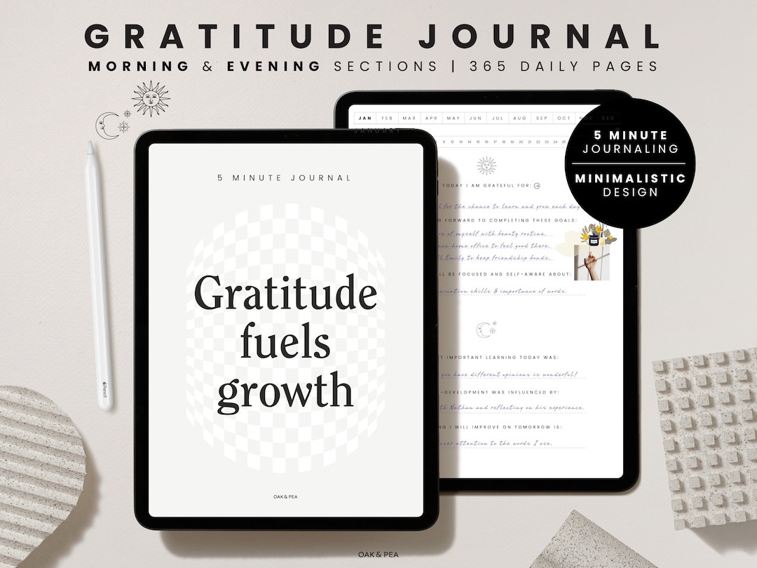 Digital Gratitude Journal 5 Minute Daily Planner for - Etsy