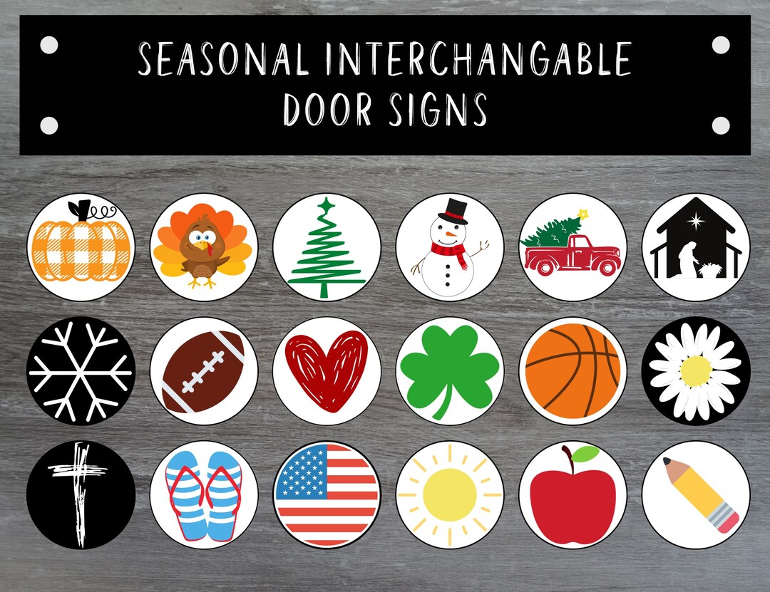 Seasonal Interchangeable Door Signs - Etsy