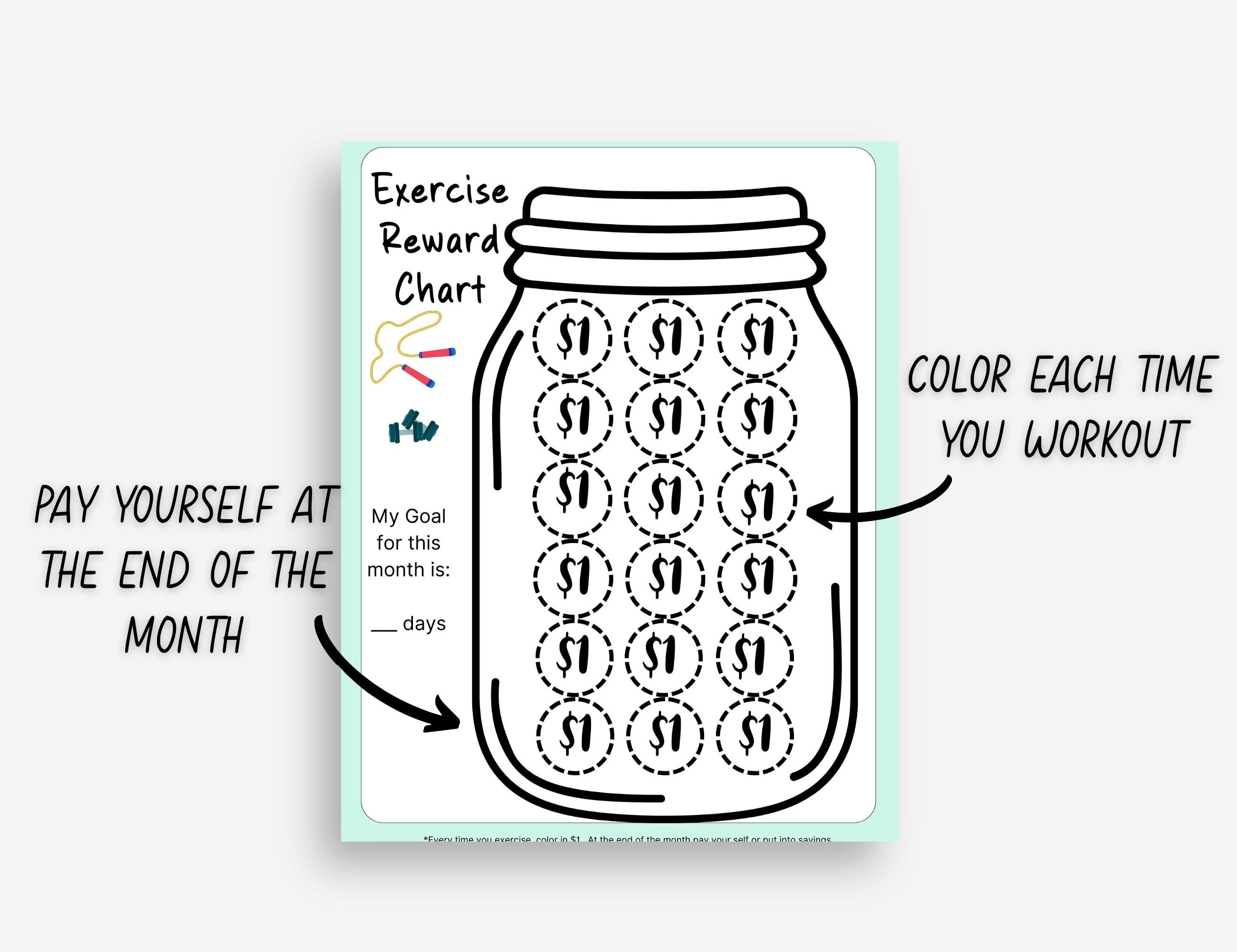 Exercise Reward Jar Tracker - Etsy