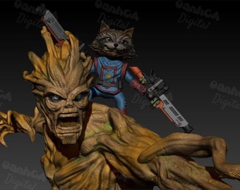 Groot and Rocket Stl - Etsy