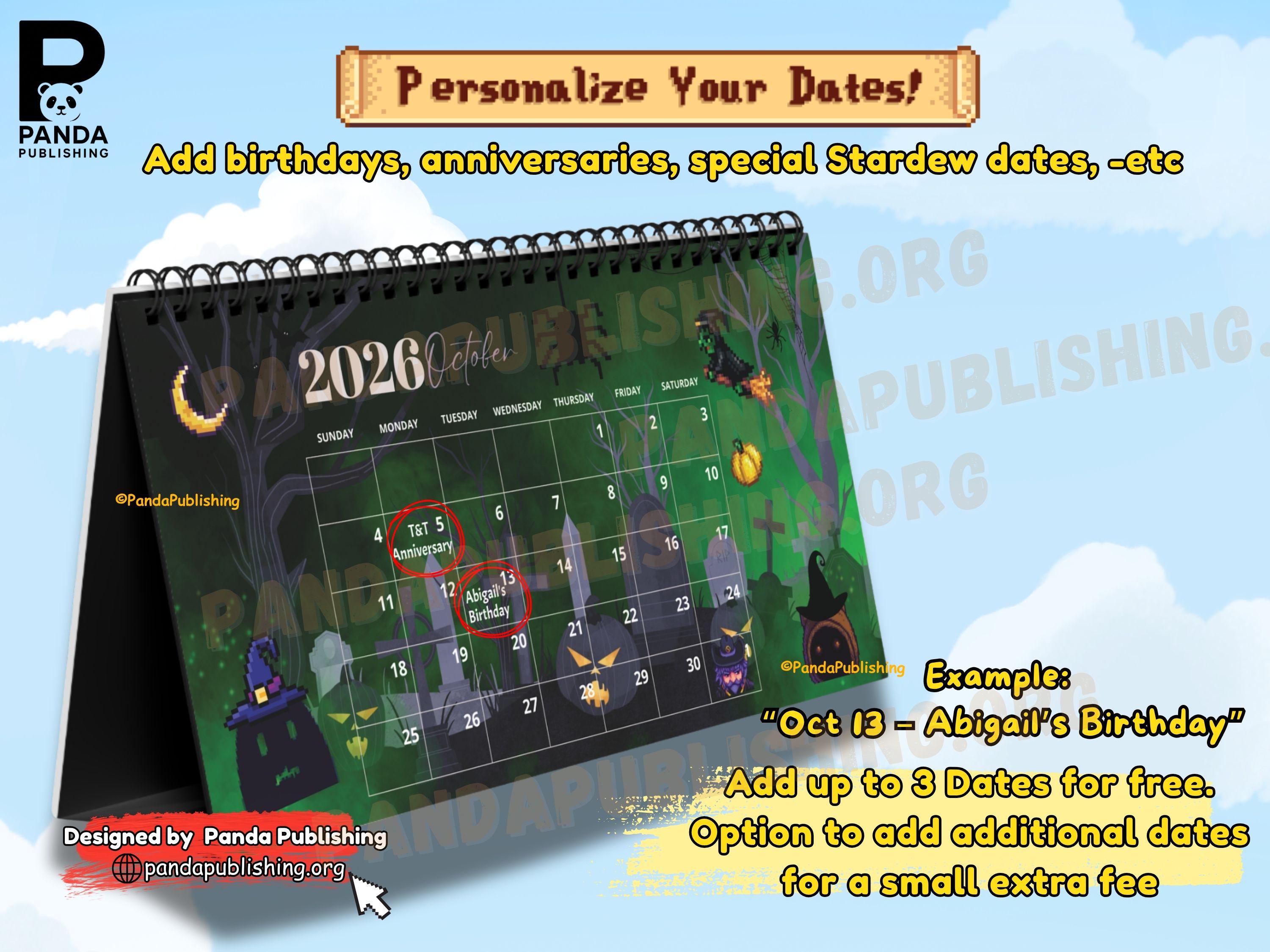 2026 Personalized Stardew Valley Desktop Calendar, Custom Yearly ...