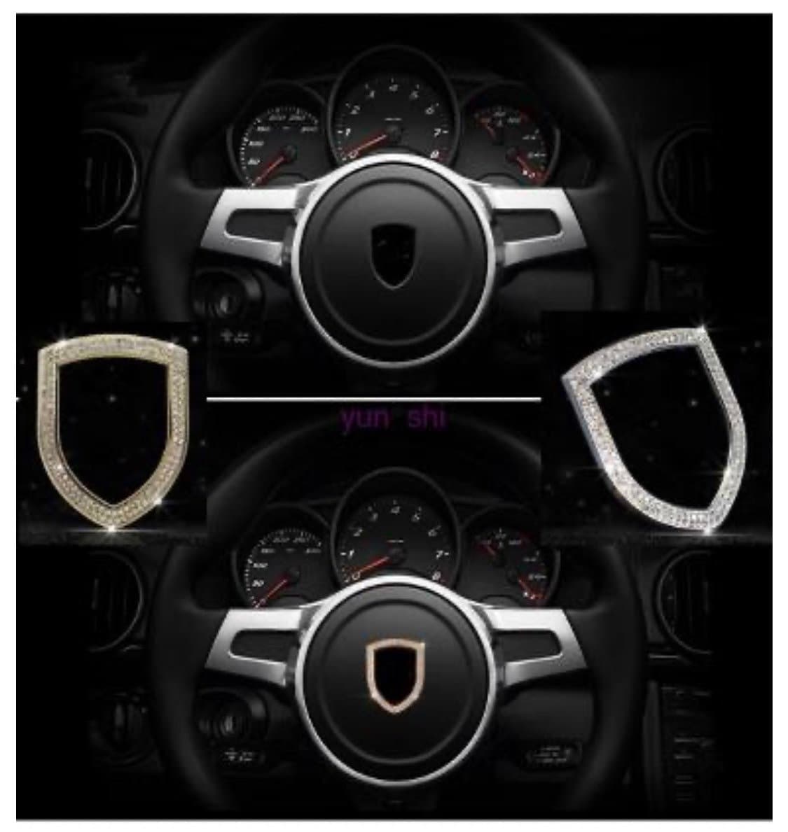 Porsche Diamond Crystal Steering Wheel Logo Shield Surround Frame in ...