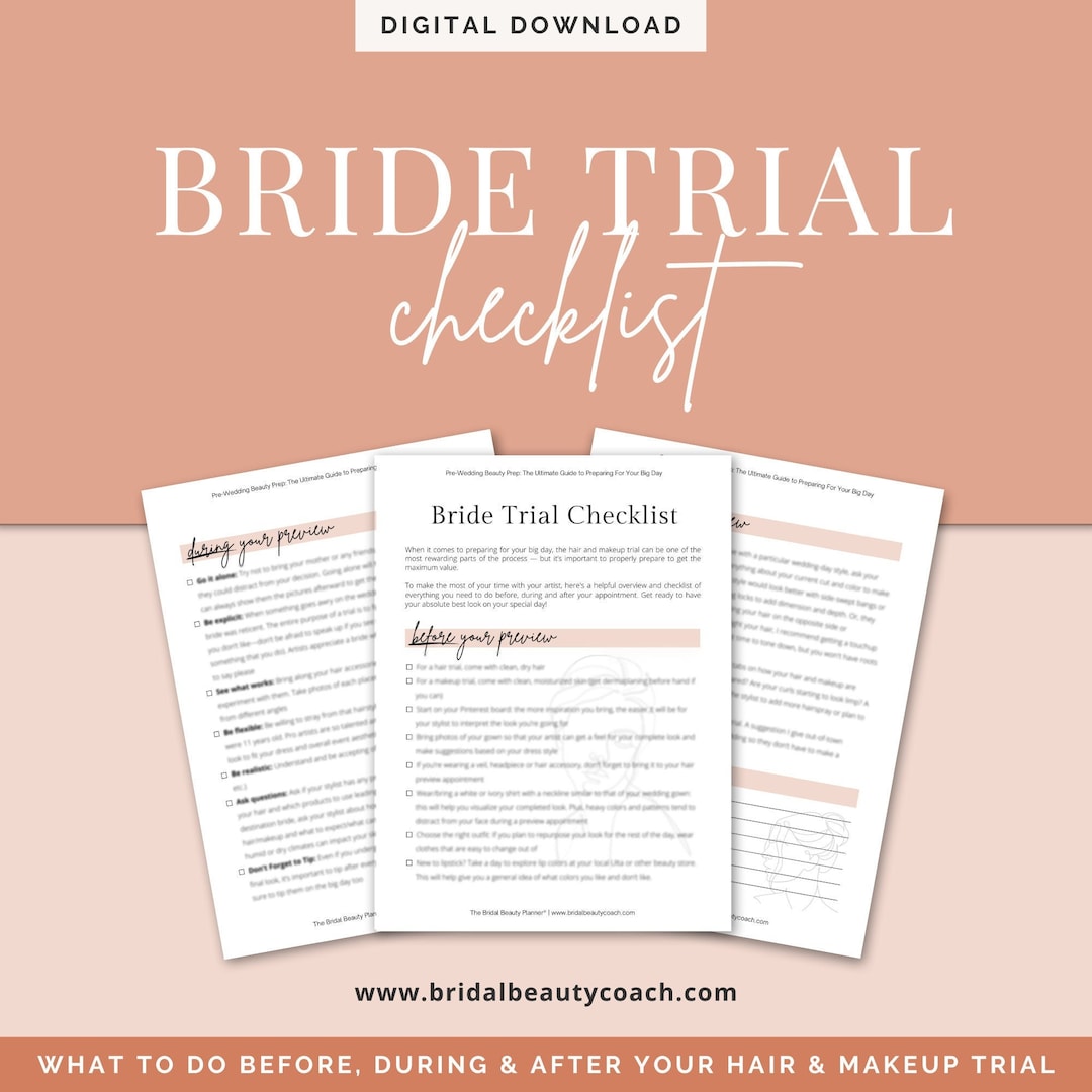 Hair & Makeup Bride Trial Checklist, Pre-wedding Beauty Prep, Wedding ...