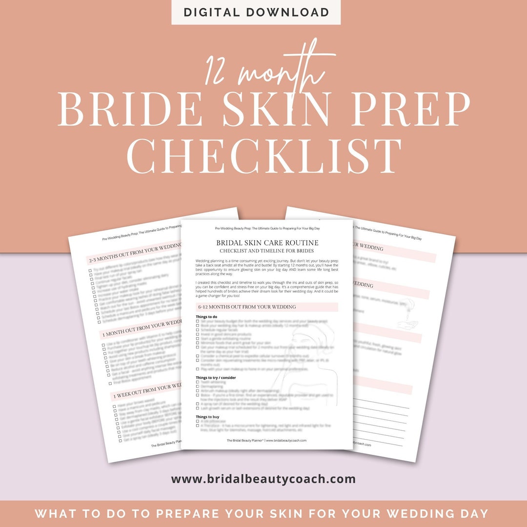 Skin Care Routine Checklist and Timeline for Brides, Wedding Checklist ...