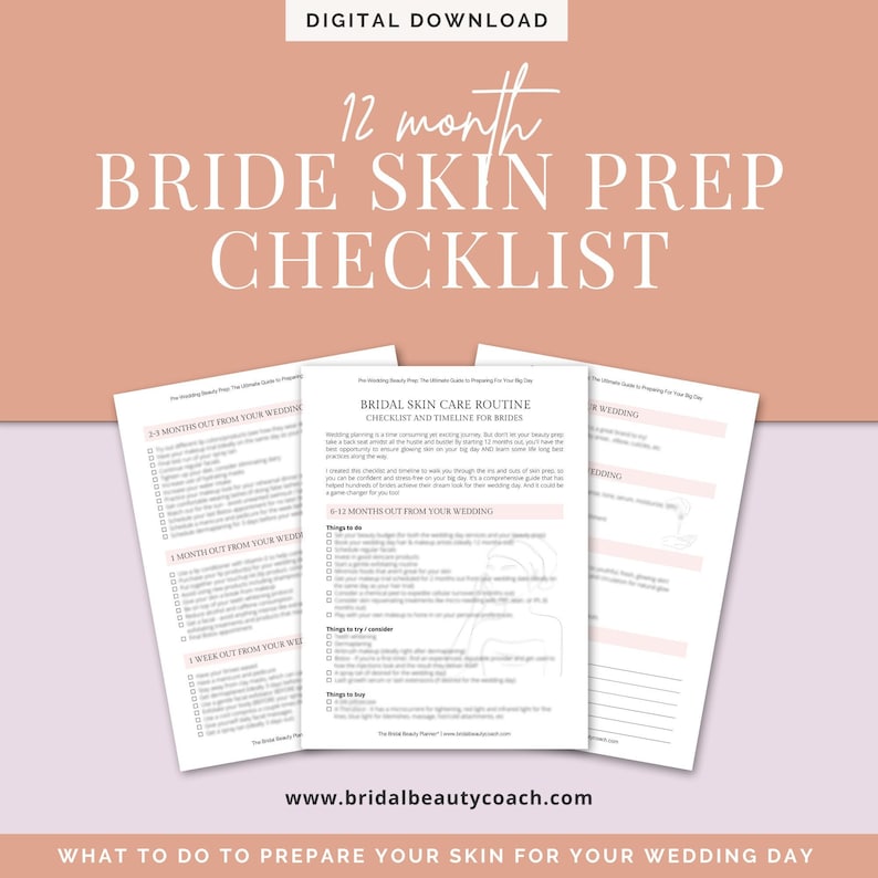 Skin Care Routine Checklist and Timeline for Brides, Wedding Checklist ...