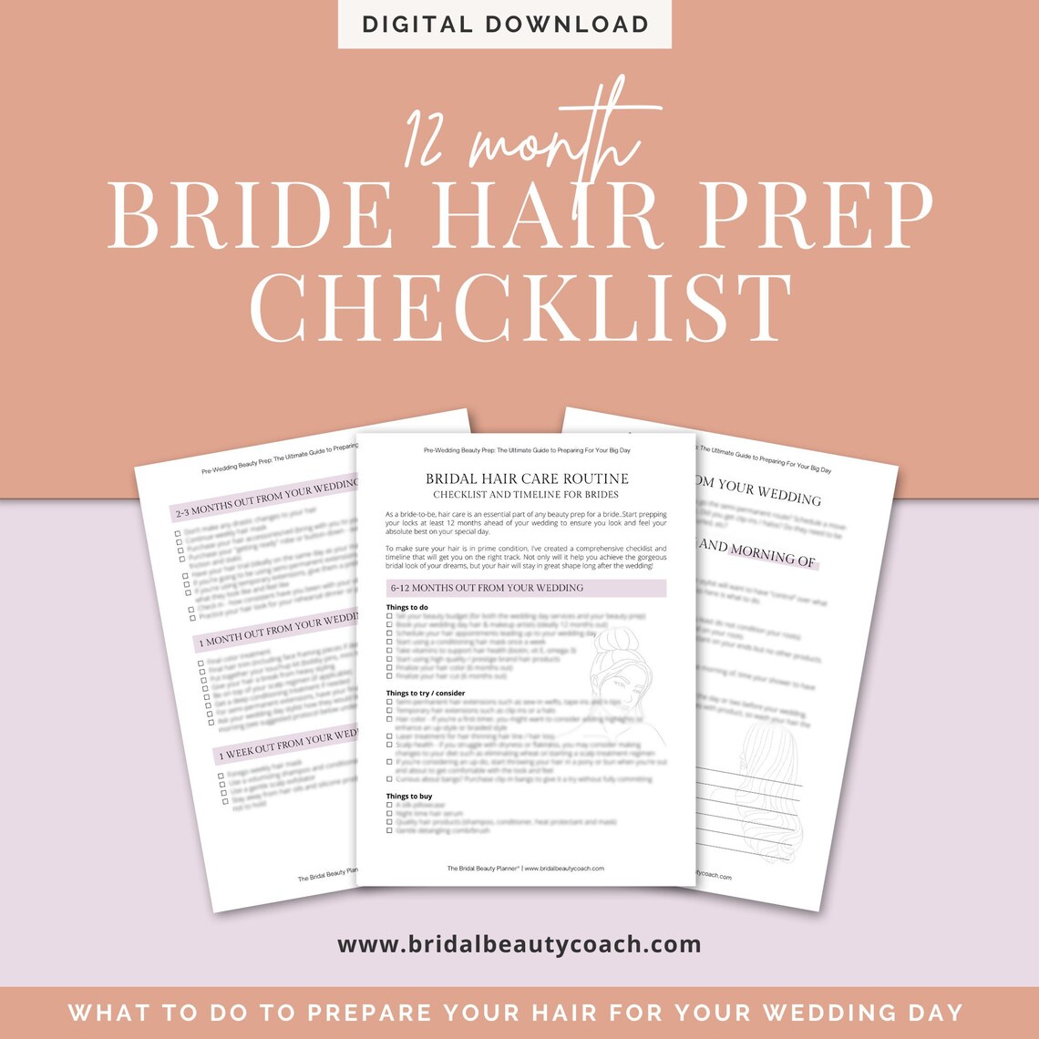 Bridal Hair Care Routine Checklist and Timeline, Wedding Checklist for ...