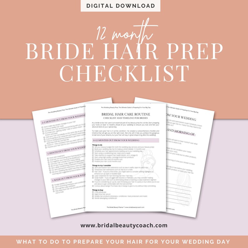 Bridal Hair Care Routine Checklist and Timeline, Wedding Checklist for ...