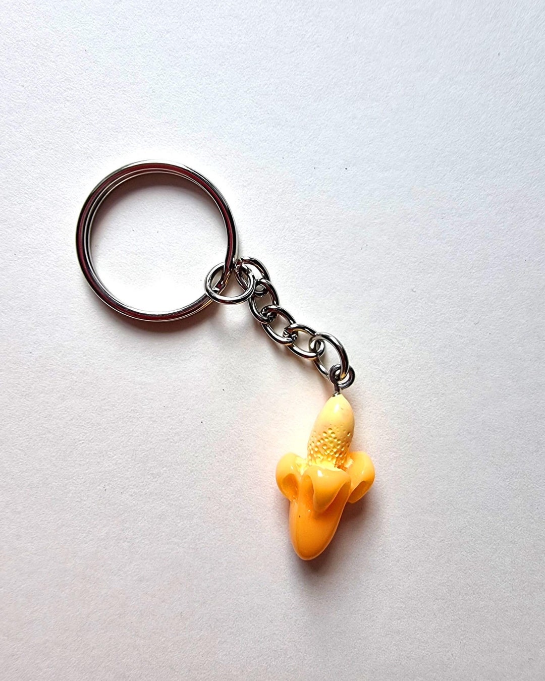 Yellow Peeled Banana Keychain, Backpack Pendant, Purse Bag Key Ring ...