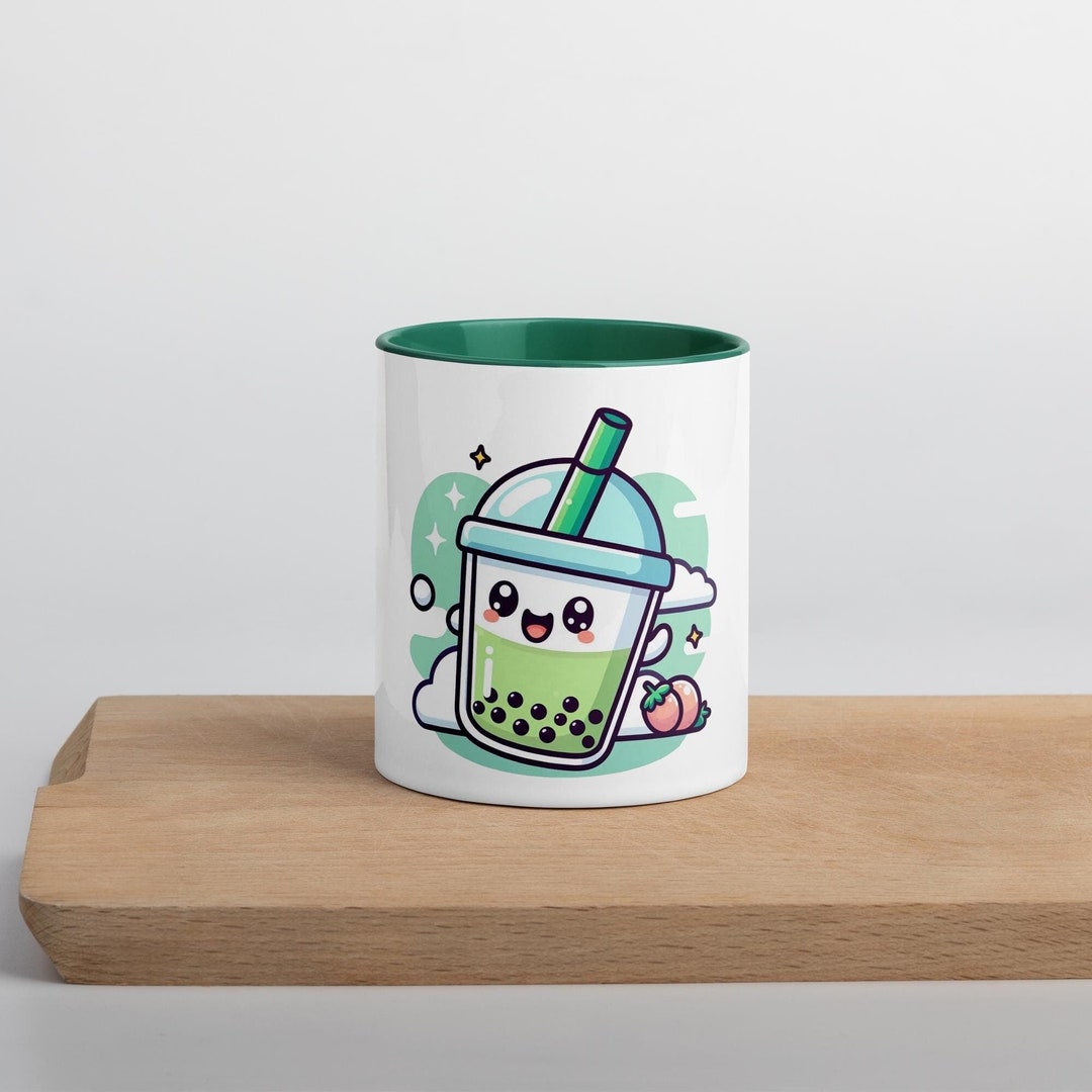 Kawaii Matcha Bubble Tea Mug With Face Cute Boba Tea Mug With Tapioca ...