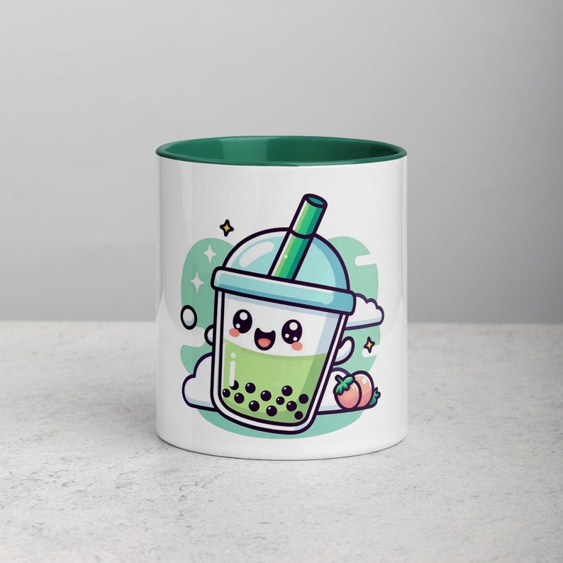 Kawaii Matcha Bubble Tea Mug With Face Cute Boba Tea Mug With Tapioca ...