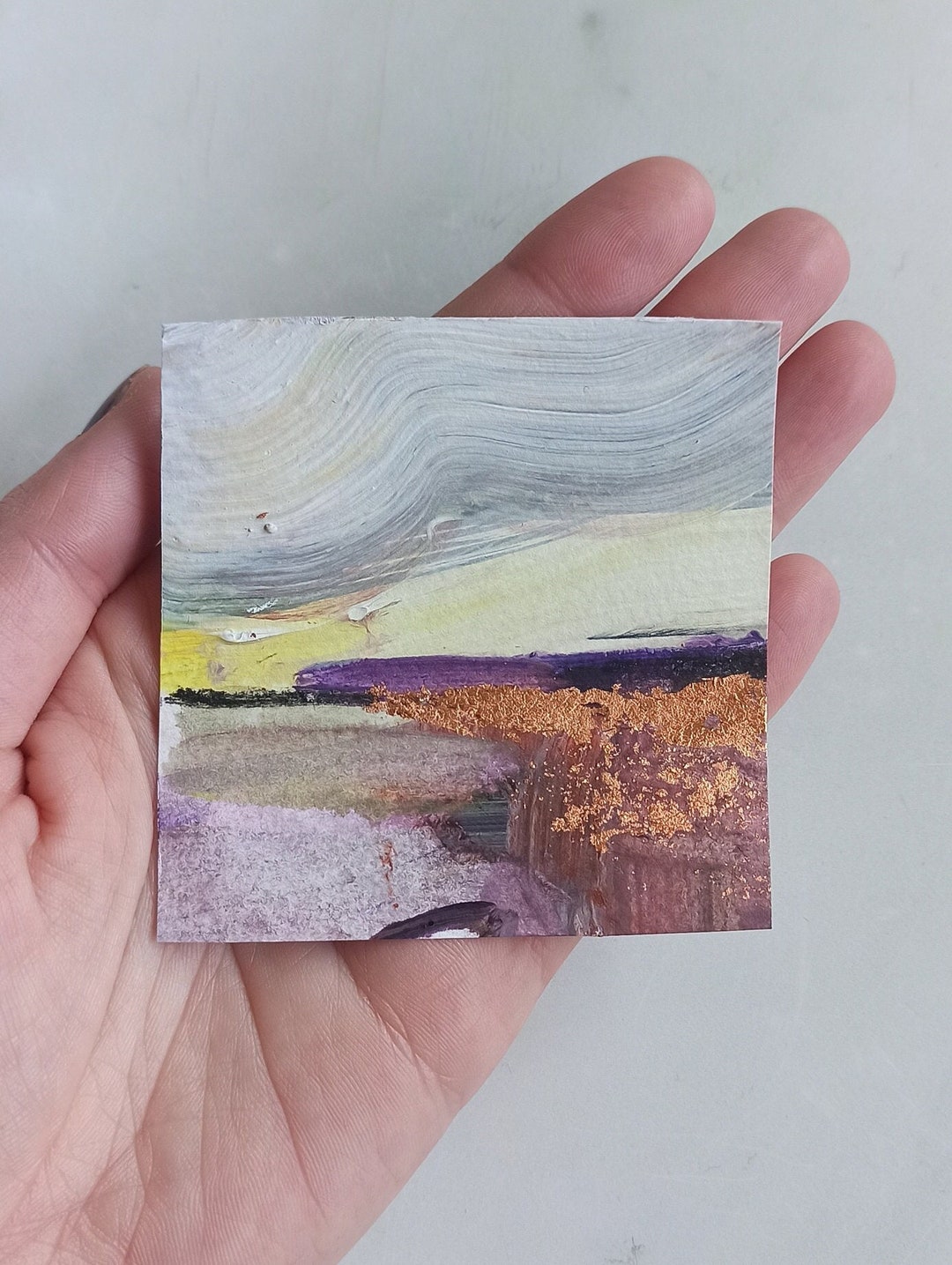 Original Painting Abstract Landscape Miniature Seascape Art on Paper ...