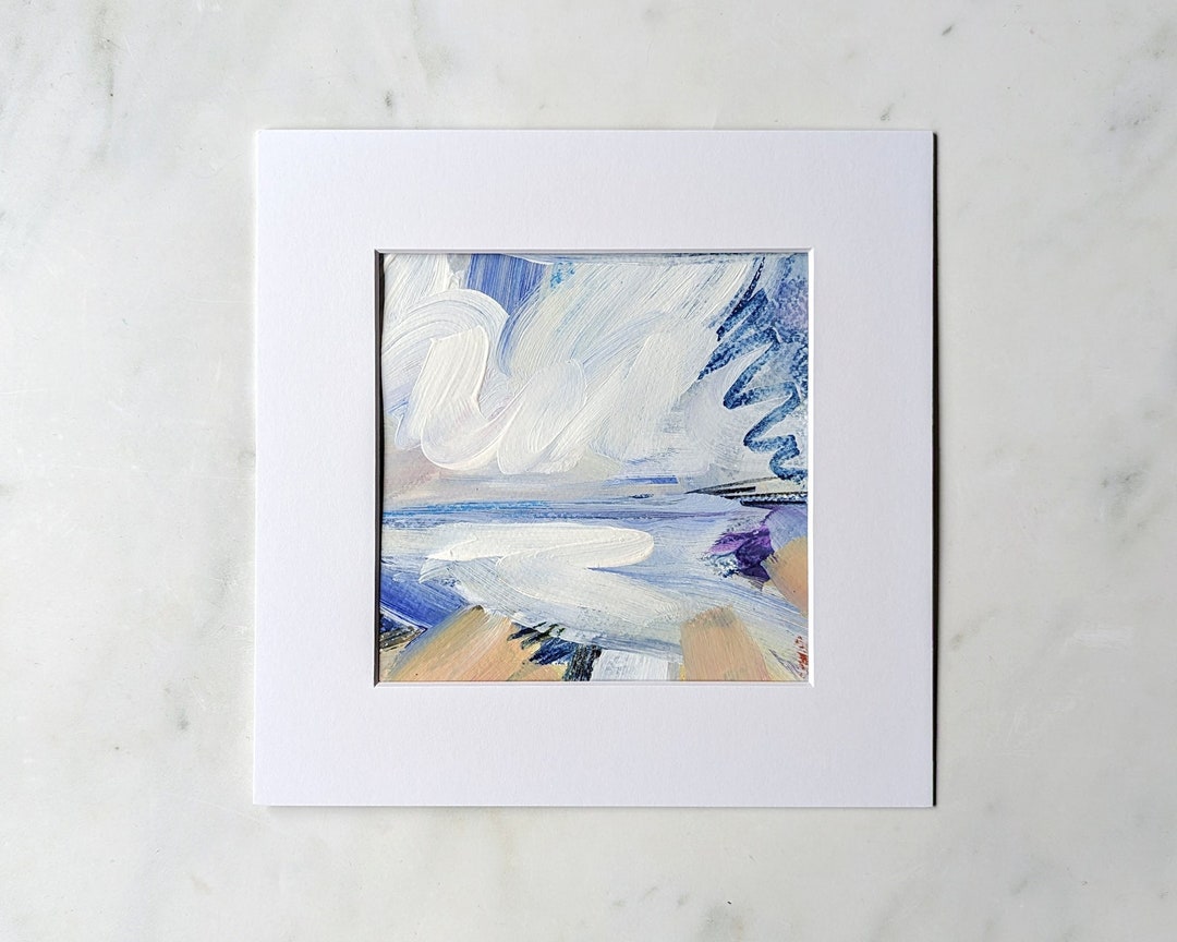 Original Mounted Seascape Painting Mini Abstract Landscape of Cornish ...