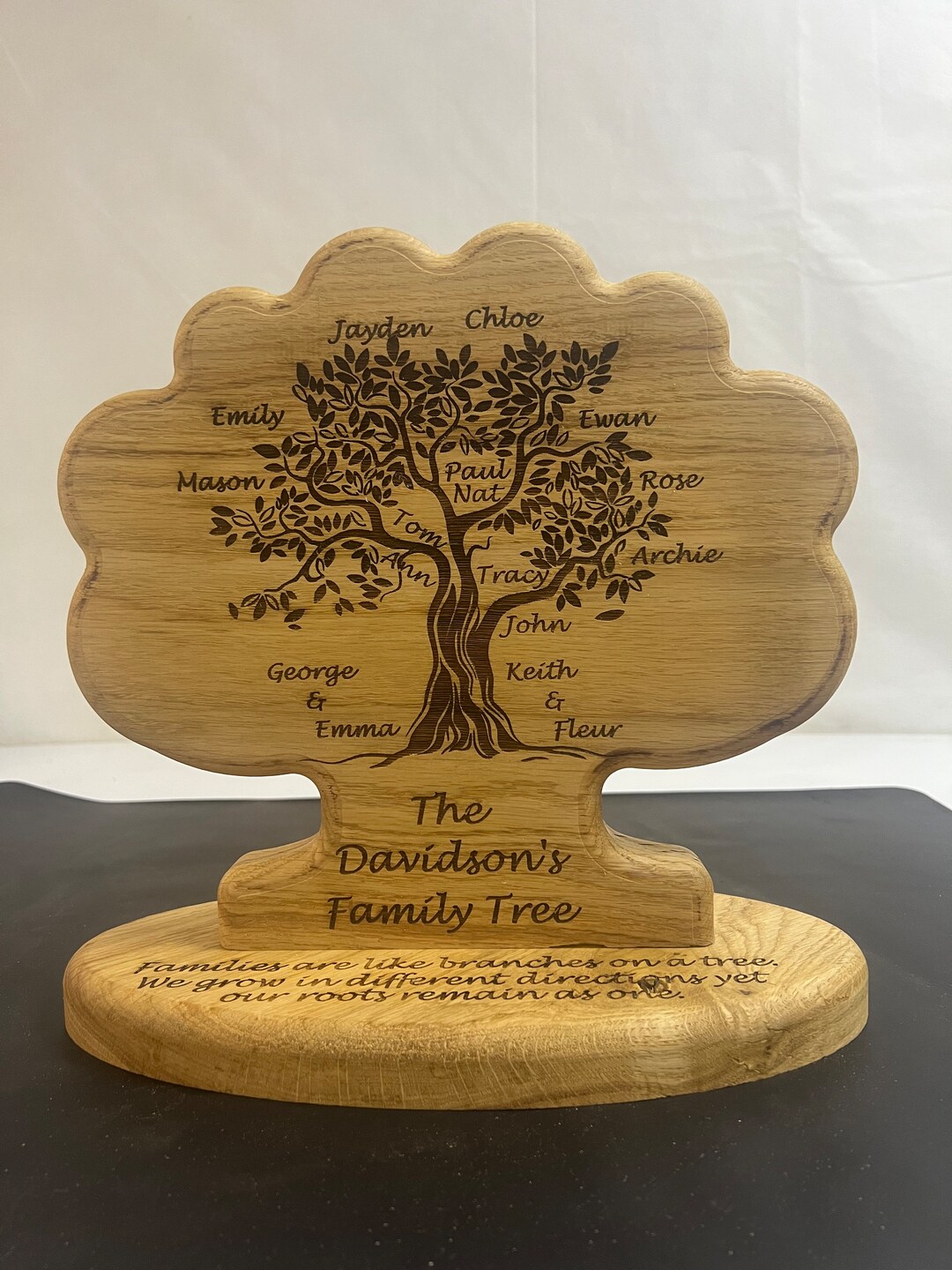 Personalised Family Tree Decoration Solid Oak Gift for Family Gift for ...