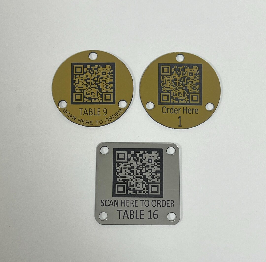 Engraved QR Code Table Numbers Discs 50mm Restaurant Pubs Locker Club ...
